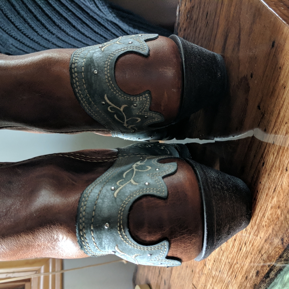 New Rockin Country Leather Cowgirl Boots Size 10 - Gem